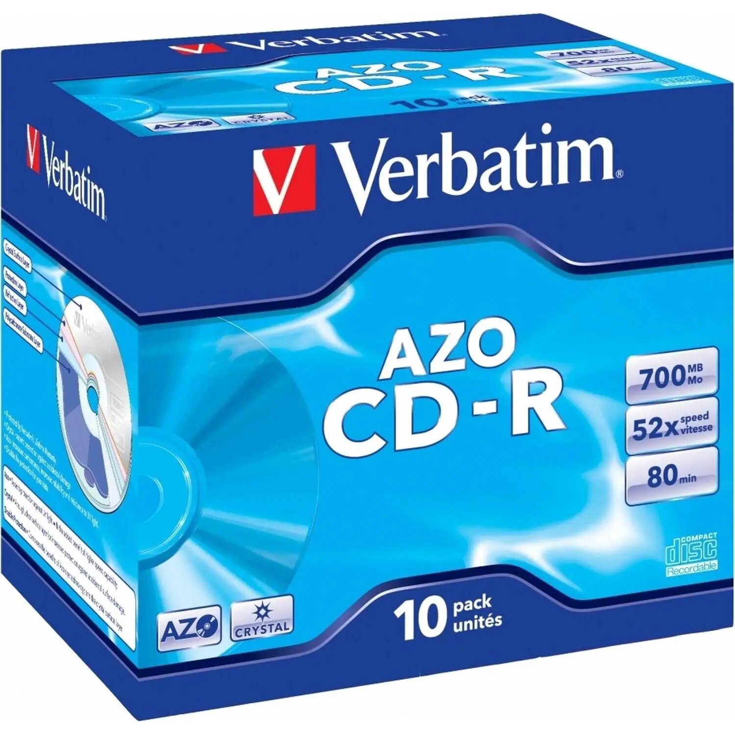 Диск CD-R Verbatim 700Mb 52x Jewel case (10шт/уп) (43327)