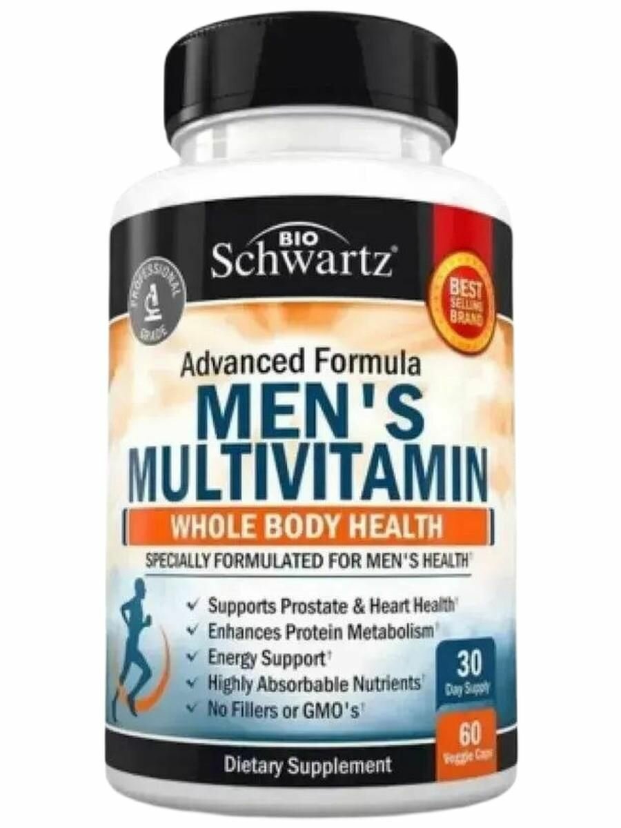 Мультивитамины для мужчин, 60 капсул для ежедневной поддержки здоровья и энергии