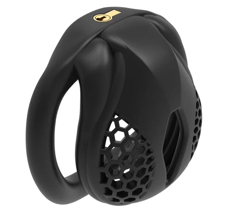 Новинка 2025, мужское устройство верности Beehive Pro, дышащая клетка на член, мини-замок с 4 кольцами на пенис, бондаж, фетиш, для взрослых with Arc Ring, Nub Cage Black Set