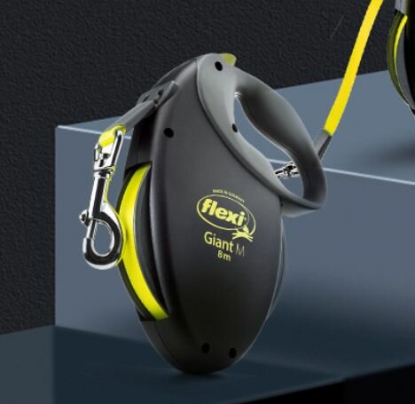 Поводок-рулетка Flexi Giant Neon Professional, 8 м, 50 кг, светоотражающий