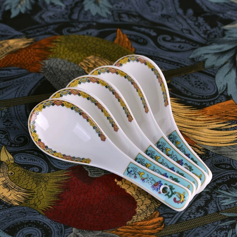 Бытовая керамическая маленькая ложка, посуда, маленькая ложка для супа, ложка для каши, цвет эмали, настольная ложка,