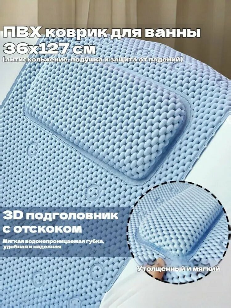 Коврик противоскользящий для ванны 0.36x127 см