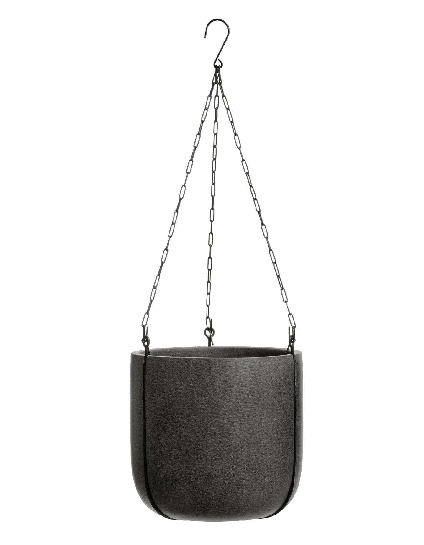 41.33-02-22-075-GR-24 Кашпо TREEZ Effectory Beton Чаша подвесная на цепочках Тёмно-серый бетон в-23 см, д-24 см