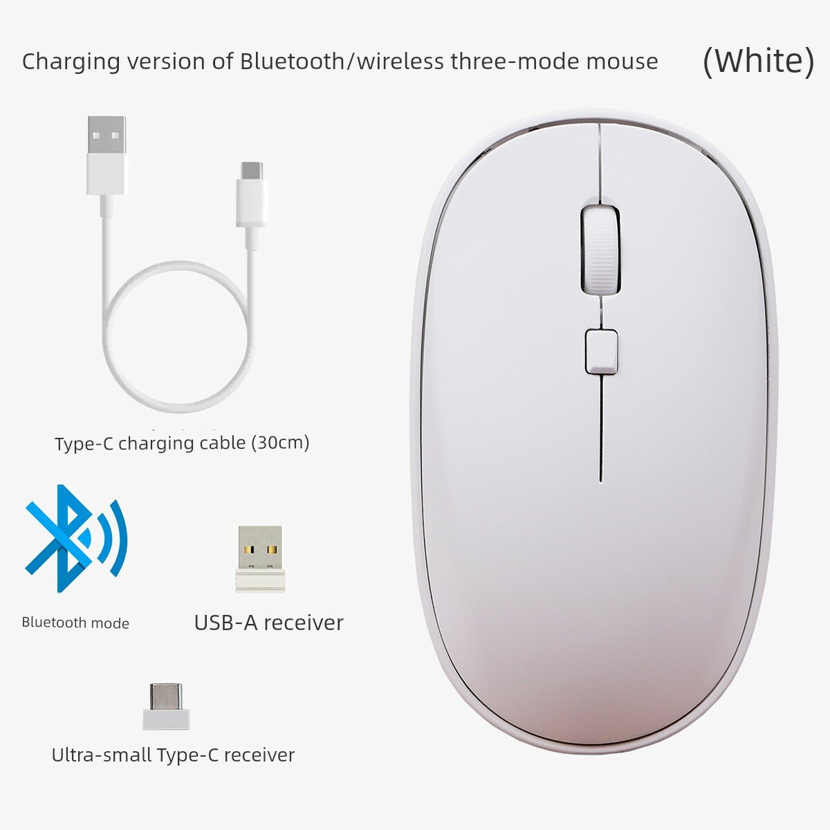 Портативная бесшумная Bluetooth-мышь ZK112 с разъемом Type-C подходит для ноутбуков, настольных компьютеров и