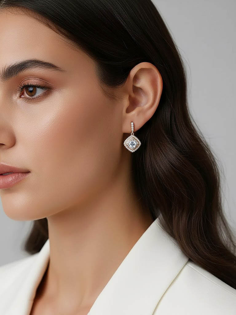 Серьги с подвесками, кристаллы Swarovski