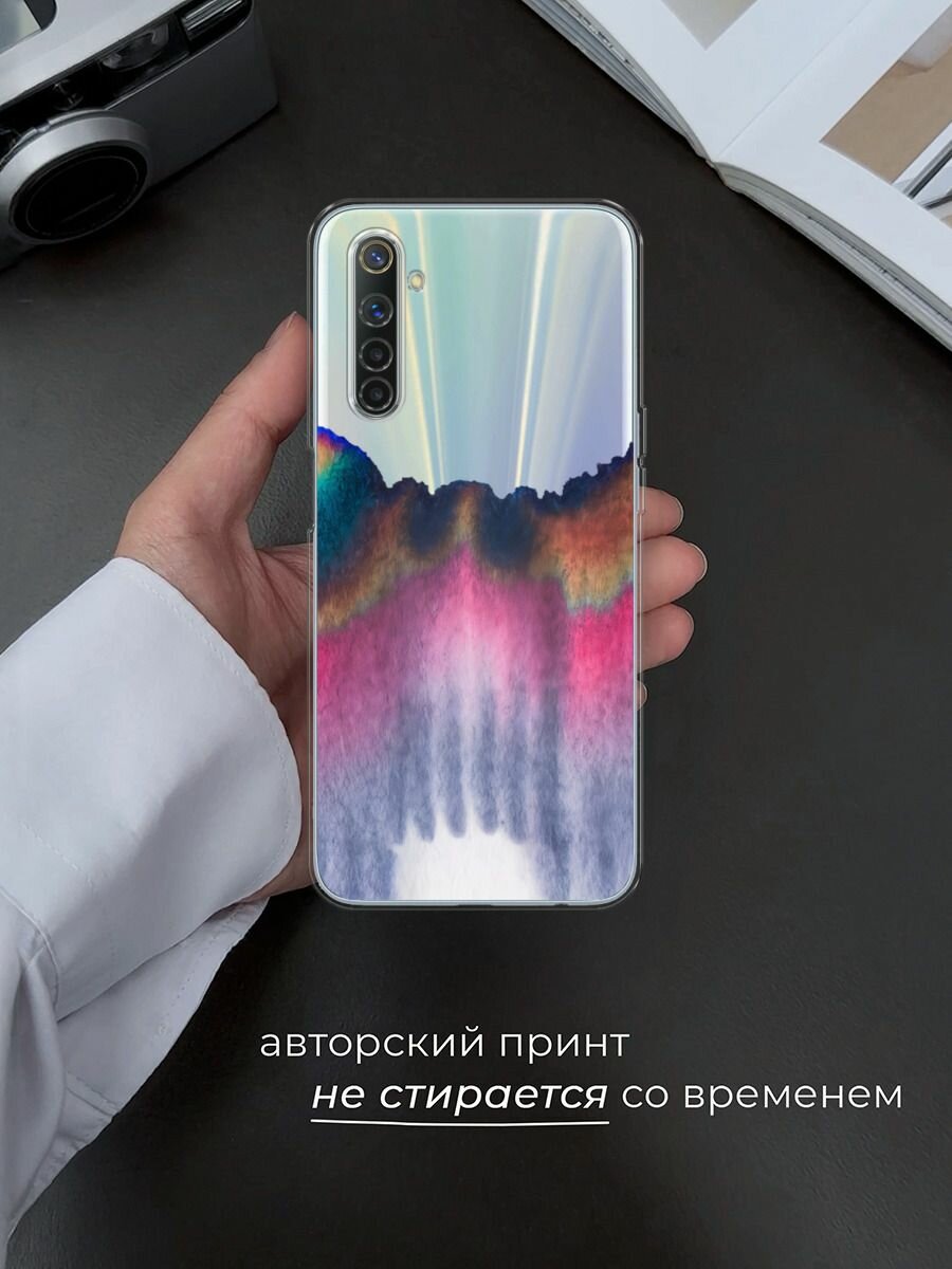 Чехол на Realme 6 / Реалми 6 с принтом Акварельная абстракция, прозрачный — фото 1