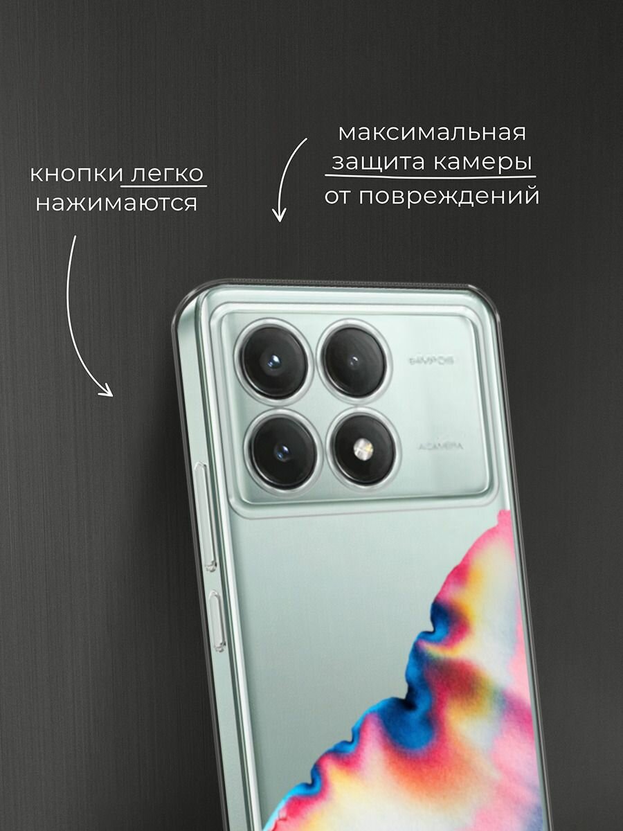 Чехол на Xiaomi Poco X6 PRO 5G / Поко X6 Про 5G с принтом Розовая акварель, прозрачный — фото 1