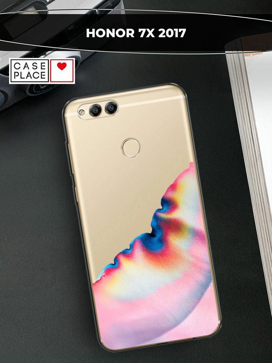 Чехол на Honor 7X / Хонор 7Х с принтом Розовая акварель, прозрачный