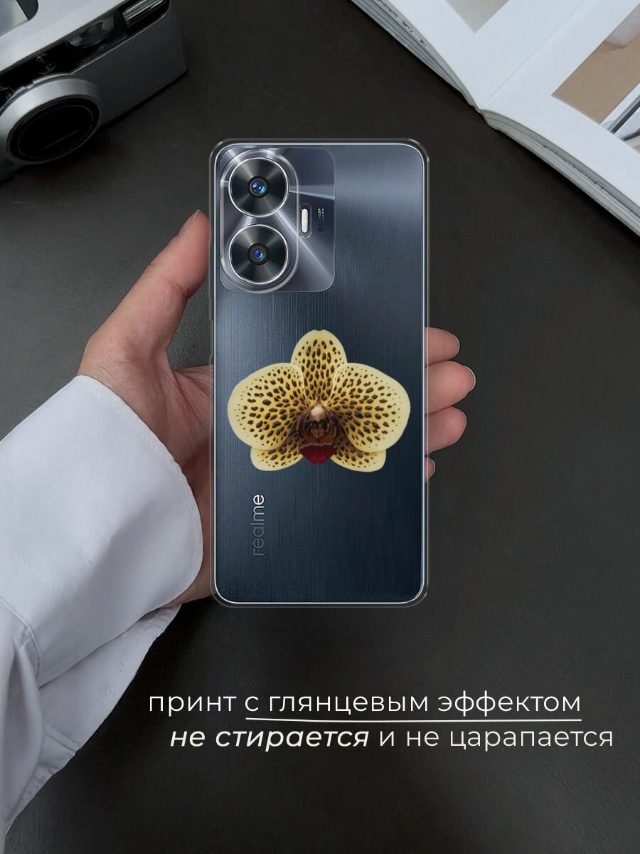 Силиконовый чехол на Realme C55 / Реалми C55 с принтом Желтая орхидея — фото 1