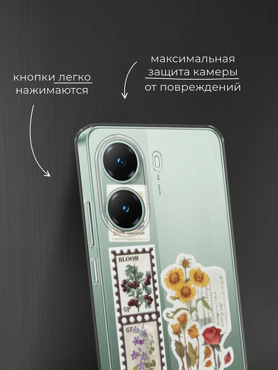Чехол на Poco X7 Pro / Поко X7 Про с принтом Марки с цветами — фото 1