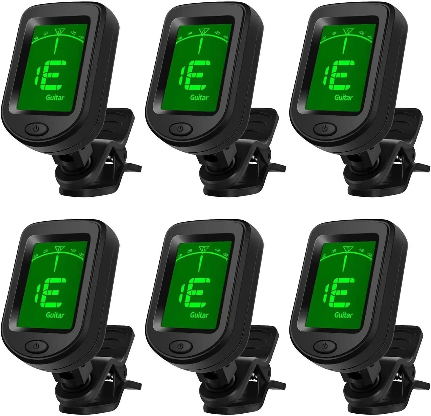 6 Pack Гитарный тюнер Clip On для Гитары/Басика/Скрипки/Укулеле, Черный Белый, 45*20*35mm, 20g, Gift Box / Set 6 PCS