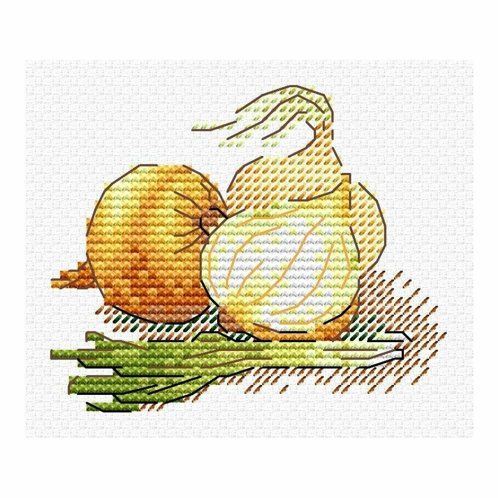 Набор для вышивания крестиком ЖАР-птицА (М. П. Студия) "Лук Золотничок" 7х8 см, Овощи Еда