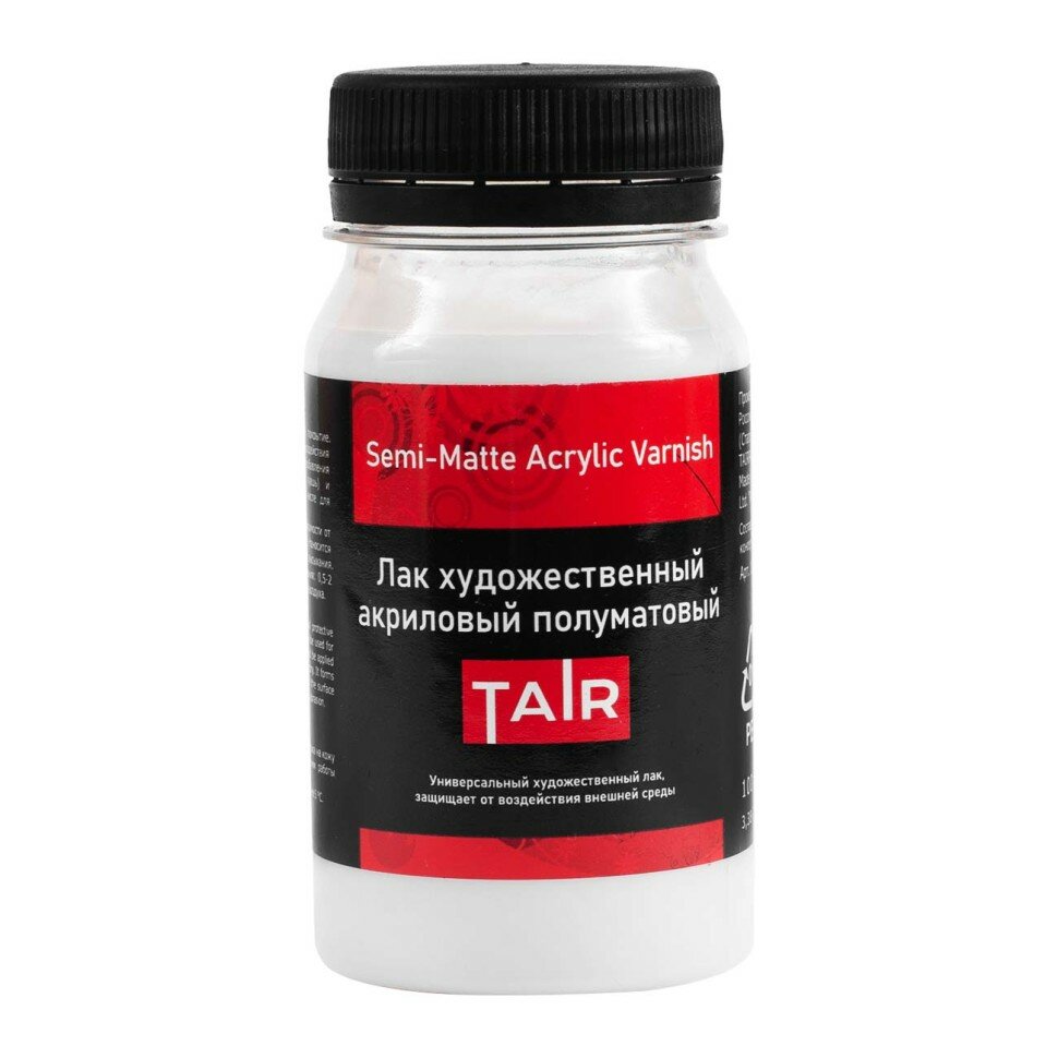 Лак художественный акриловый полуматовый Таир, банка 100 мл, артикул1201312