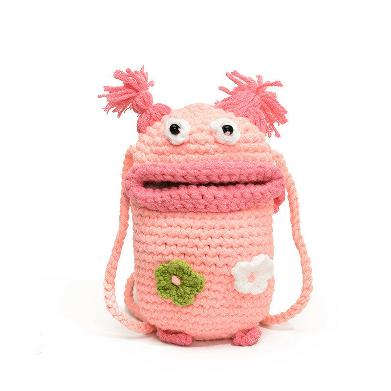 Сумка для пряжи с плетением для детей с мультяшным дизайном розовая