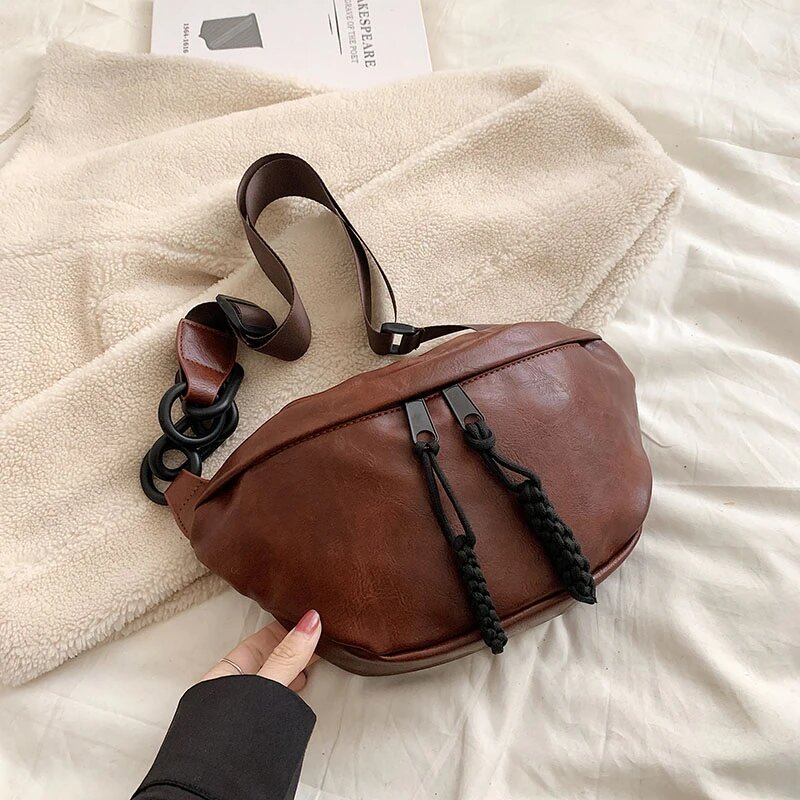 Модный бренд Female Chest Bag 2024 — новая сумка-ремень, мягкая кожаная поясная сумка, женская сумка для пояса, дизайнерская сумка через плечо