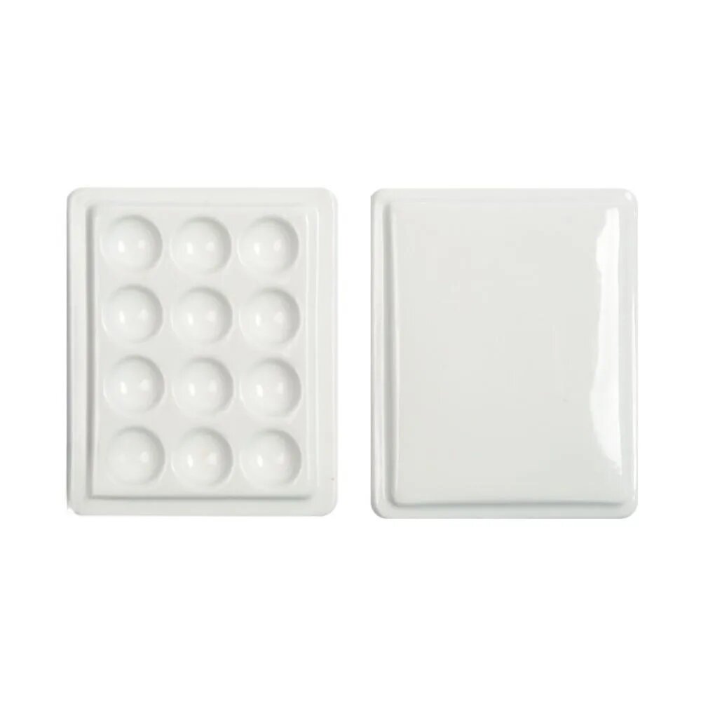 Керамическая палитра акварельных красок 12 цветов белая