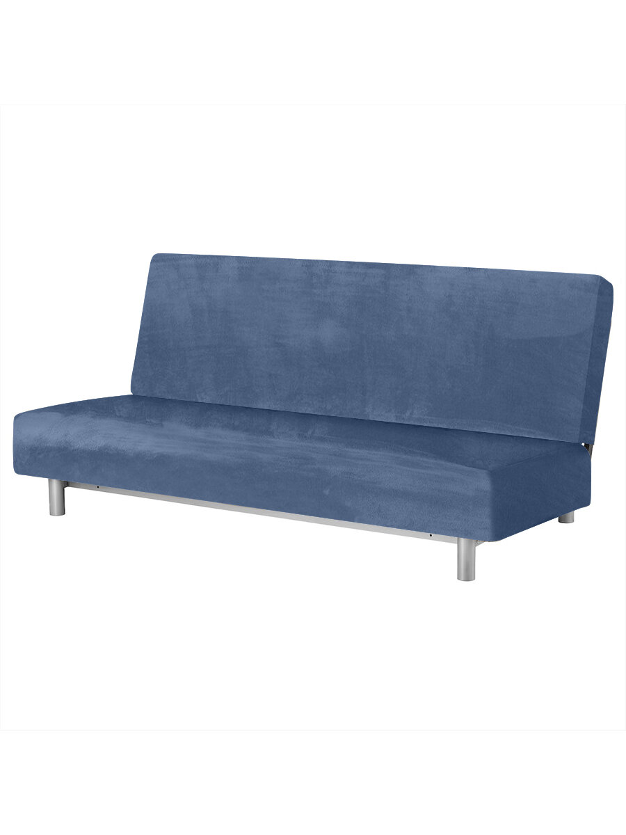 Чехол на диван Бединге Икеа, серо-синий, стрейчевый велюр, Виктория Хоум Декор