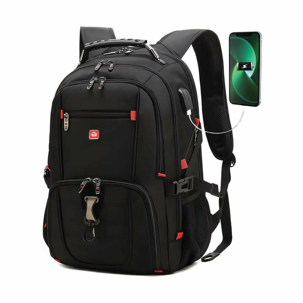 Рюкзак Germanium Upgrade Max Up-5, 3 отделения, отделение для ноутбука, Usb-порт, черный, 49x34x24 см 271669