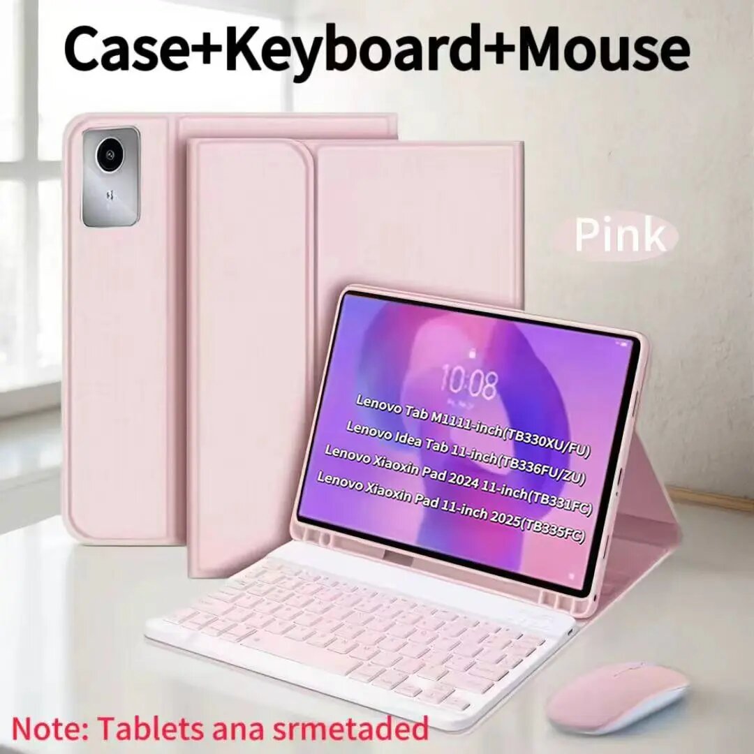 Чехол-клавиатура HUAIBX для Lenovo Xiaoxin Pad 11 дюймов Lenovo Tab M11 11, Pink 2, Portuguese