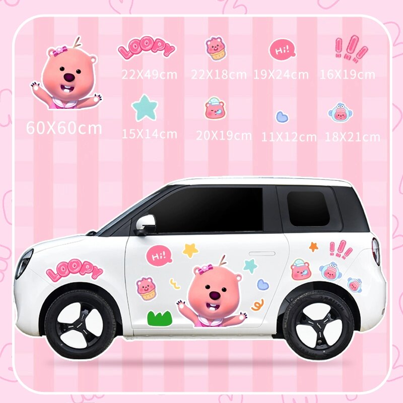 Наклейки на кузов автомобиля Panda mini, липкие, в виде лоуипа, рубинового маленького бобра, для декора кузова,