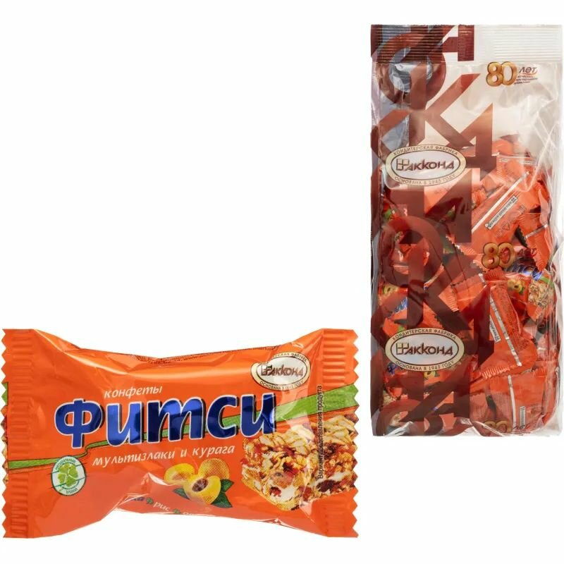 Конфеты Акконд Фитси мультизлаки и курага, 1 кг
