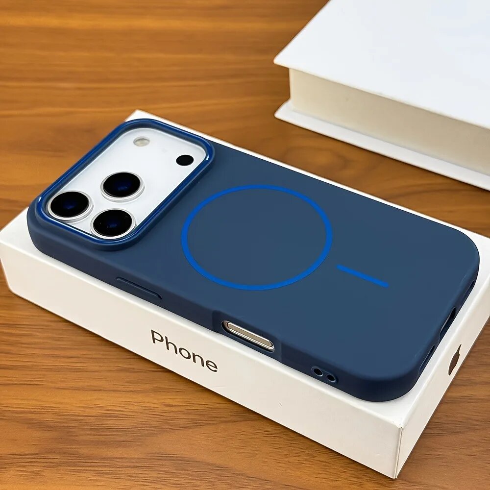 Роскошный матовый магнитный мягкий чехол для телефона для iPhone 17, iPhone17 Pro Max, Синий, Blue