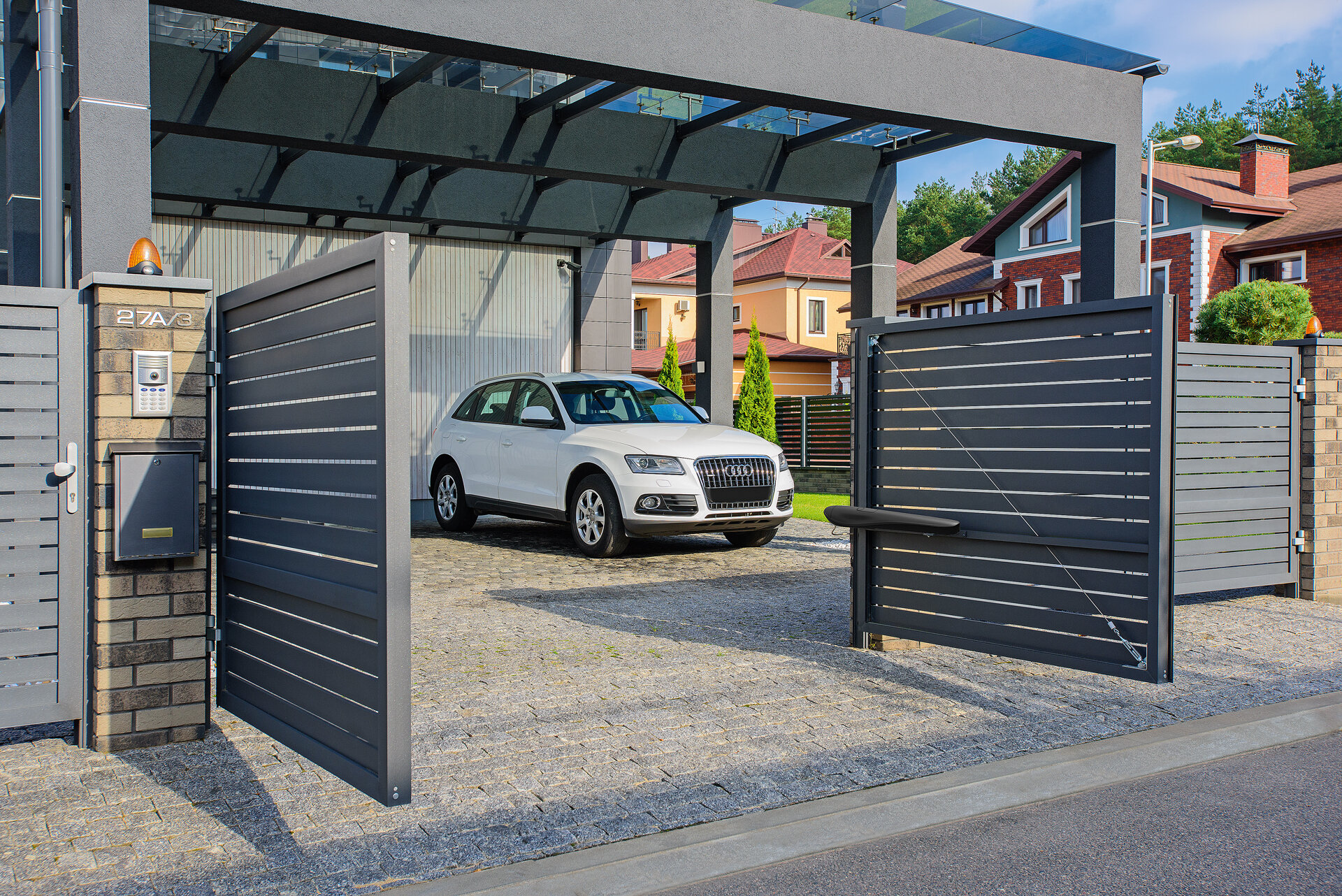 Автоматика для распашных ворот ALUTECH AM-5000KIT, комплект: 2 привода, блок управления