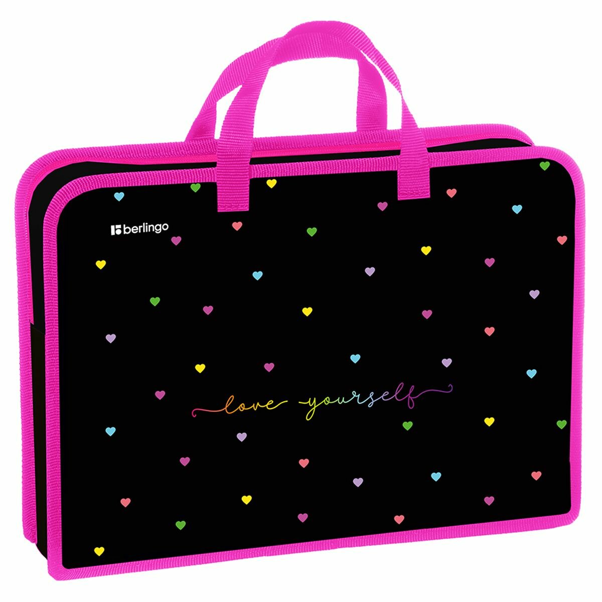 Папка с ручками 1 отделение, А4 Berlingo "Love Yourself", 340*245*75мм, пластик, на молнии