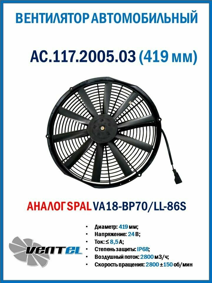 Вентилятор AC.117.2005.03 (419 мм) автомобильный