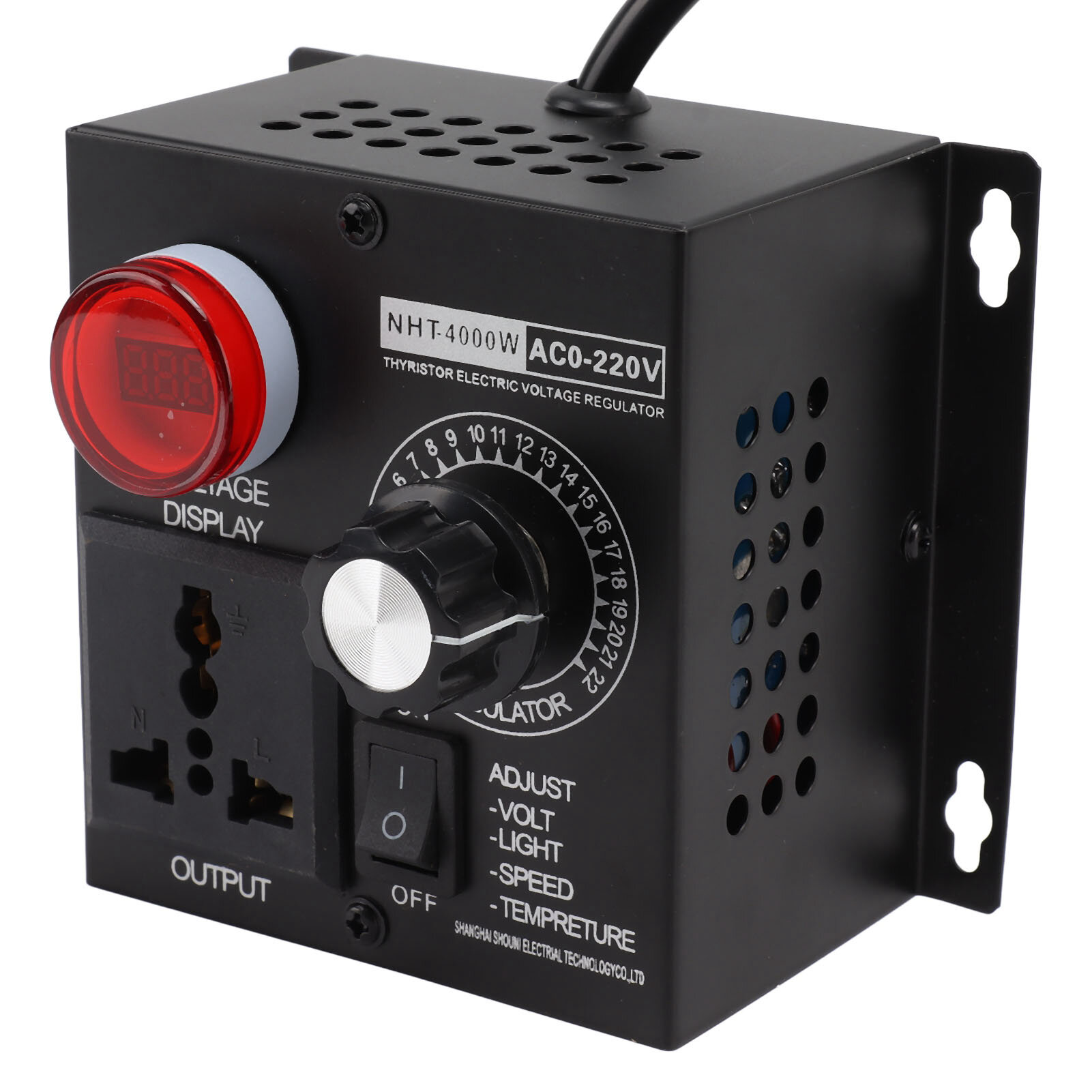 Электронный регулятор напряжения SCR 4000 Вт, регулятор скорости двигателя, диммер, термостат, широкое напряжение, 100–220 В, вилка европейского стандарта