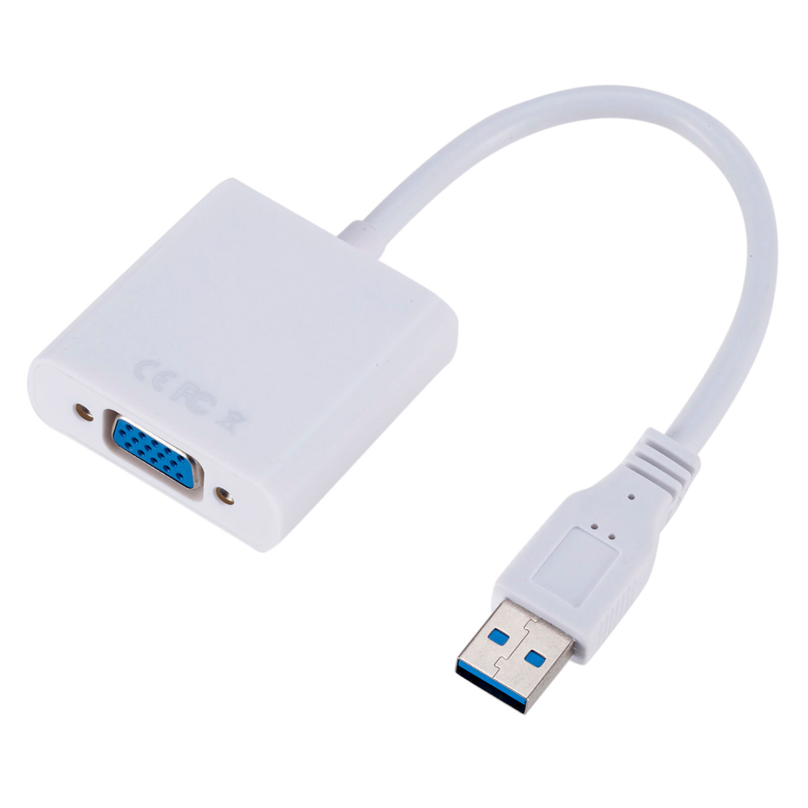 Адаптер USB3.0 в VGA Внешняя видеокарта USB to VGA Конвертер для настольных компьютеров ноутбуков ПК к монитору проектору Цвет: Черный, Белый, Синий (Доступно) Размер: 20*13*1см Вес: 52г Пакет: 1 * Конвертер USB3.0 в VGA Поддержка USB 2.0/3.0 ПК Ноутбук