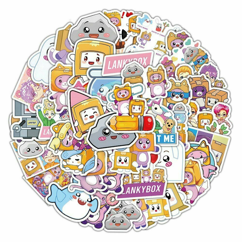 60 шт./упаковка Наклейки La-nkys Boxes Anime Водонепроницаемые виниловые наклейки Милые наклейки Упаковка граффити для скейтборда, автомобиля, ноутбука, бутылок с водой, стен, багажа, книг