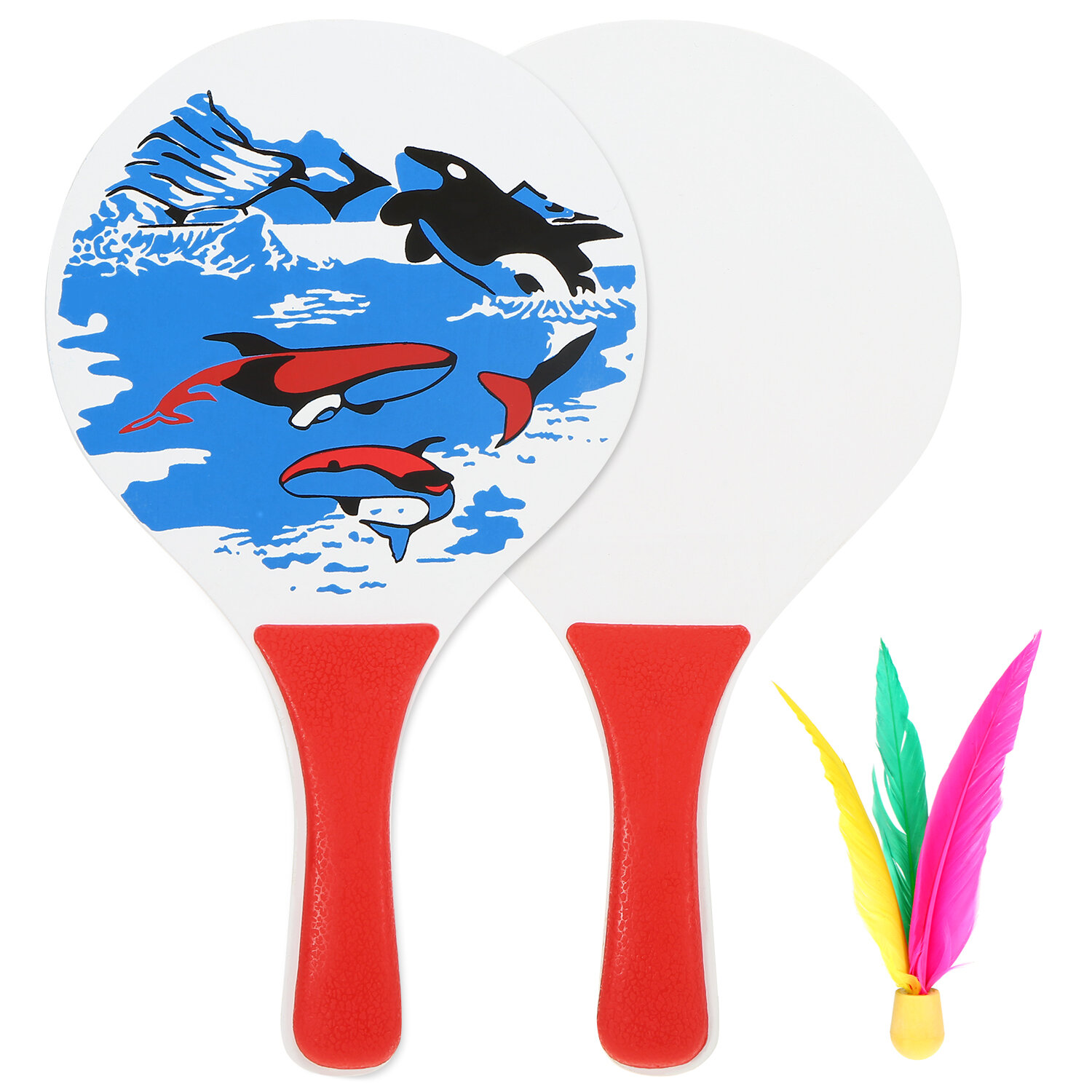 Ракетка для бадминтона Cricket 5 мм из пяти слоев тополя с пластиковым ручком, вес ракетки 95 г, вес мяча 3 г, размер 32.5*18.5*0.5 см, упаковка сетчатая сумка 35*20 см, вес упаковки 195 г, синий цвет, в комплект входят 2 ракетки и 1 мяч для