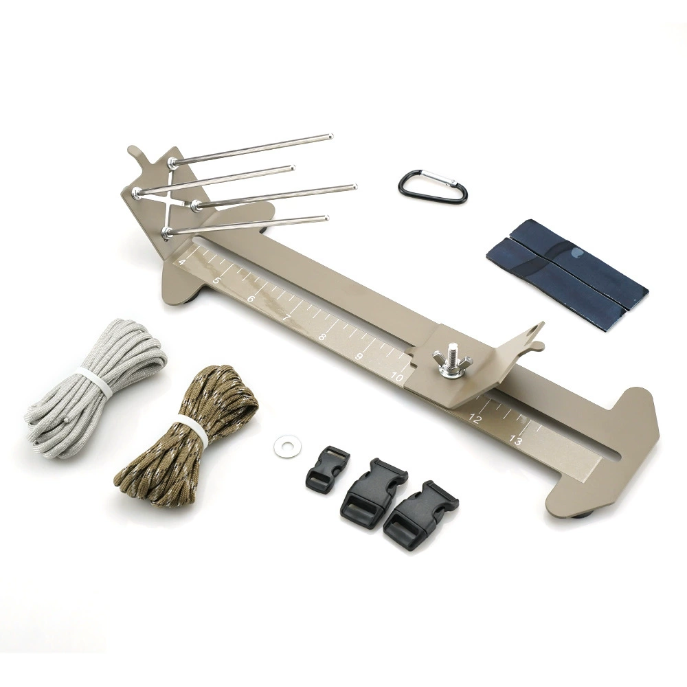 Набор для изготовления браслетов из паракорда Jig Kit Инструмент для вязания DIY с не скользящими резиновыми ножками от 4 до 13 дюймов Цвет: Хакки/Армейский зеленый/Оранжевый/Зеленый Материал: нержавеющая сталь, пластик, нейлон Размер: 35*10*5.5см Вес: