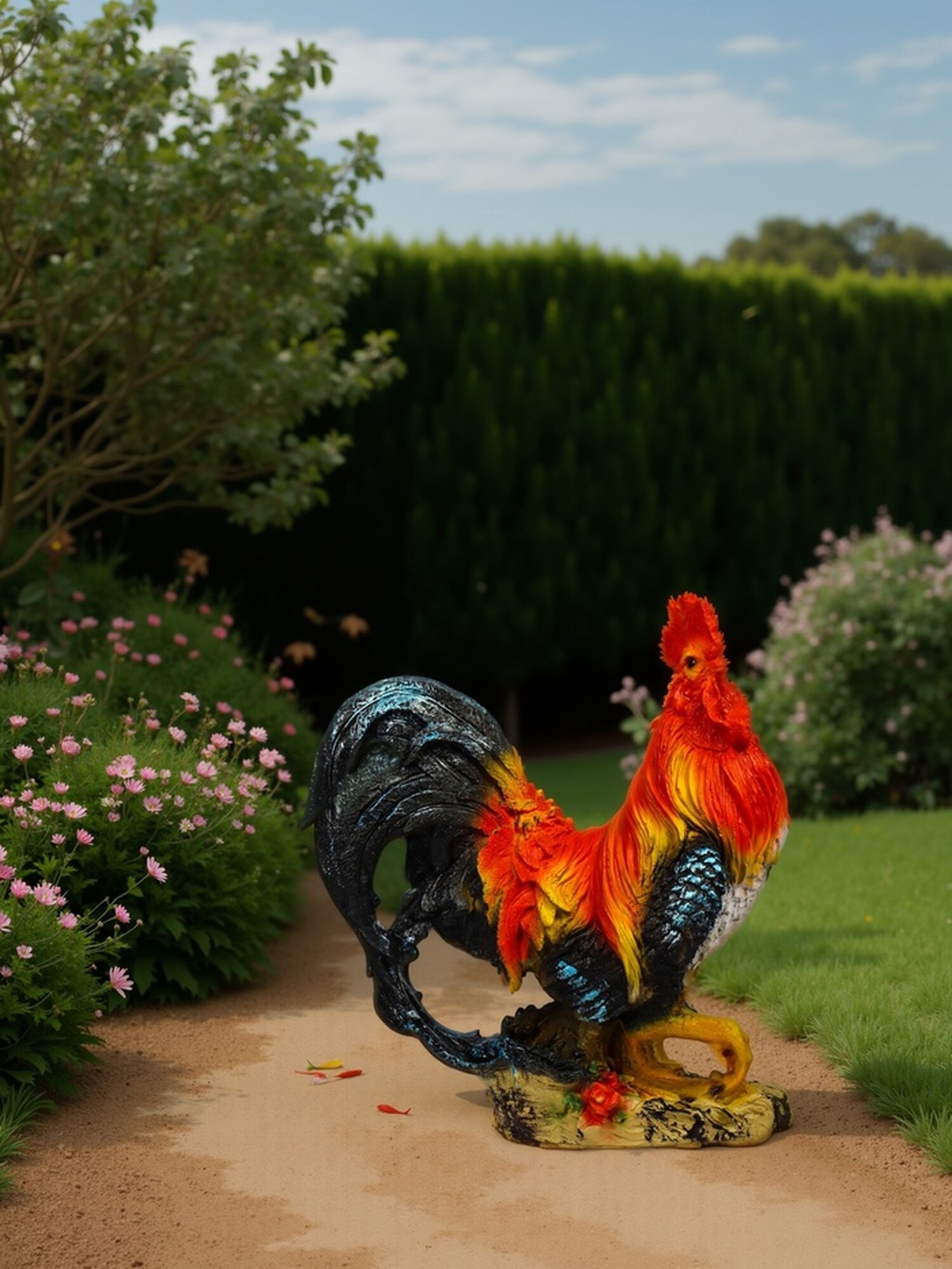 Садовая фигура Хорошие сувениры "Петух андалузский", 46х42х23 см