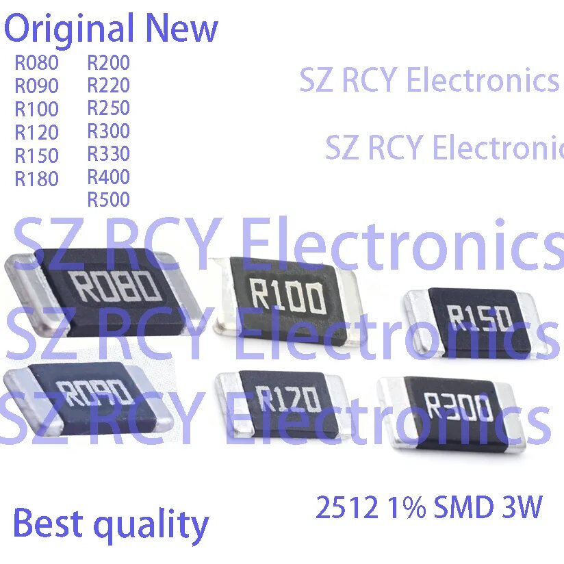(20 шт.) 2512 1% SMD 3 Вт сопротивление резистора из сплава R080 R090 R100 R120 R150 R180 R200 R220 R250 R300 R330 R400 R500