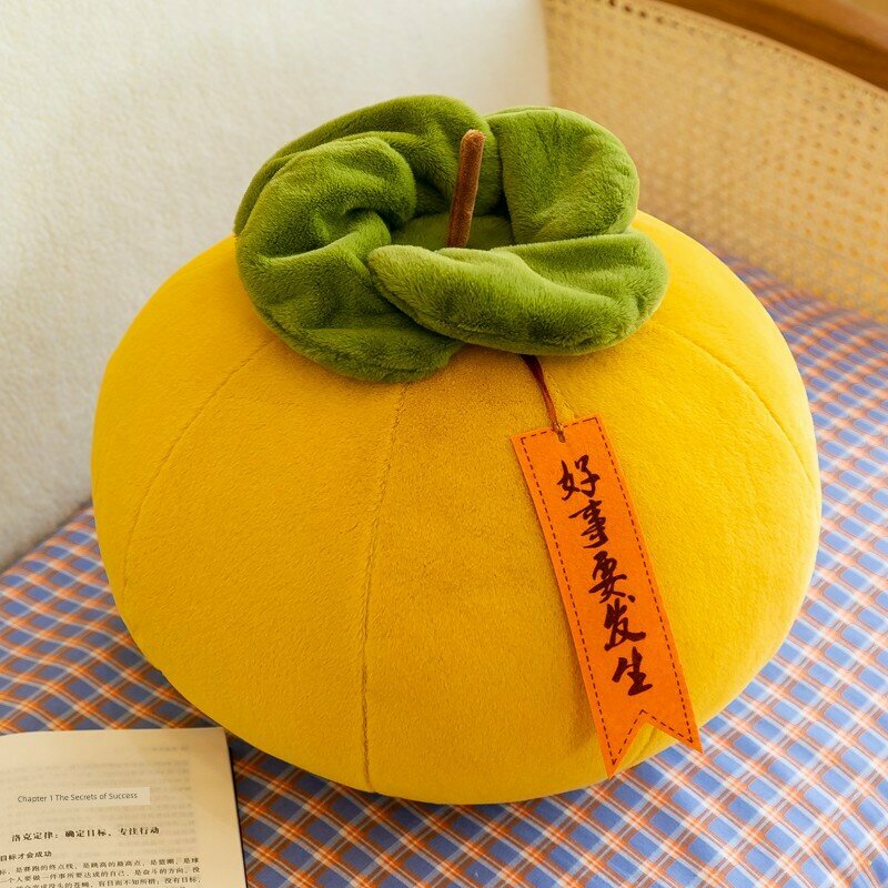 Имитация хурмы, плюшевая игрушка, мягкая кукла, подушка, круглая хурма, желаевый орнамент, хорошие вещи, бурящие вещи