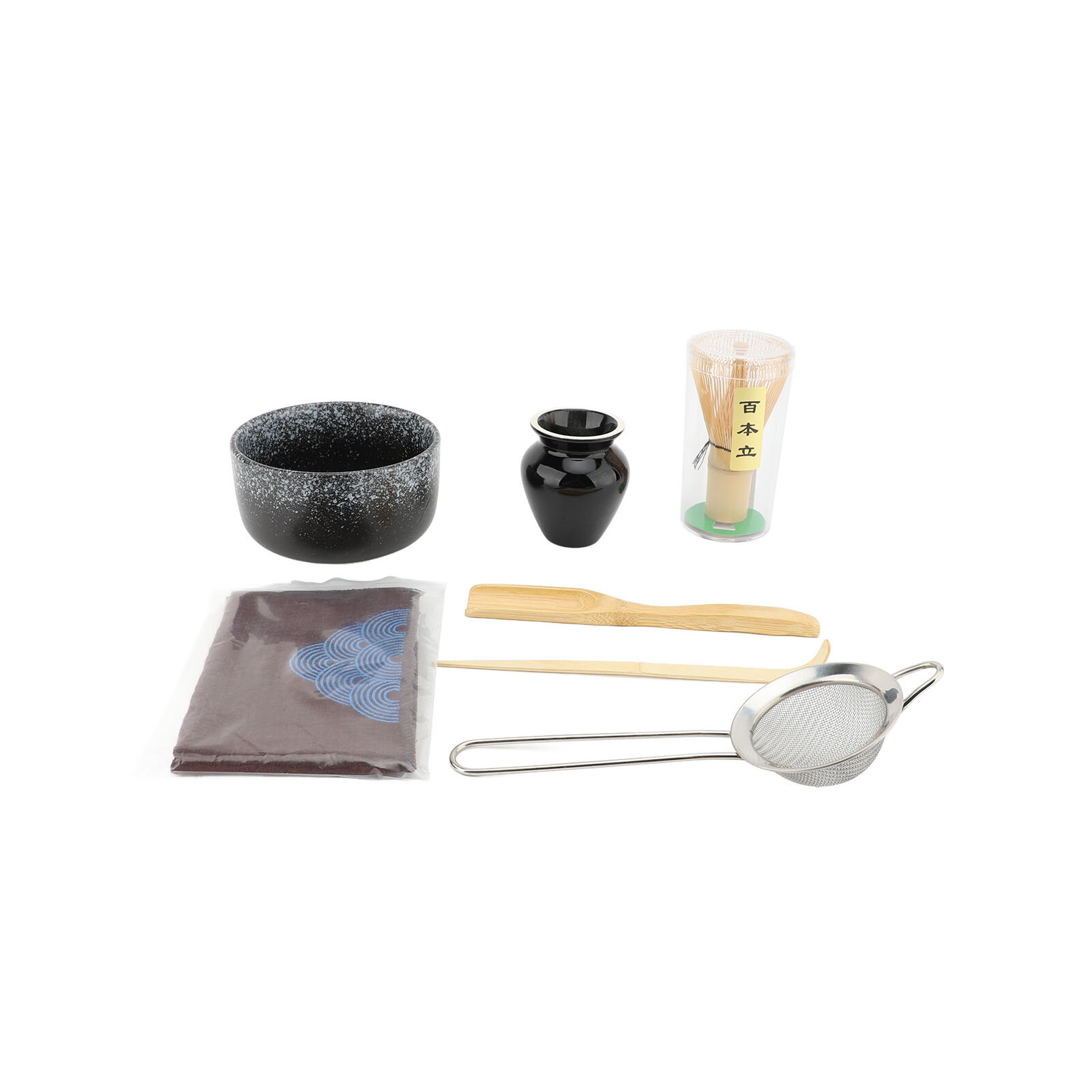 Инструменты для приготовления чая Матча Миска ложка Венчика полотенца держатель чая и фильтровая сеть для дома с черной печи