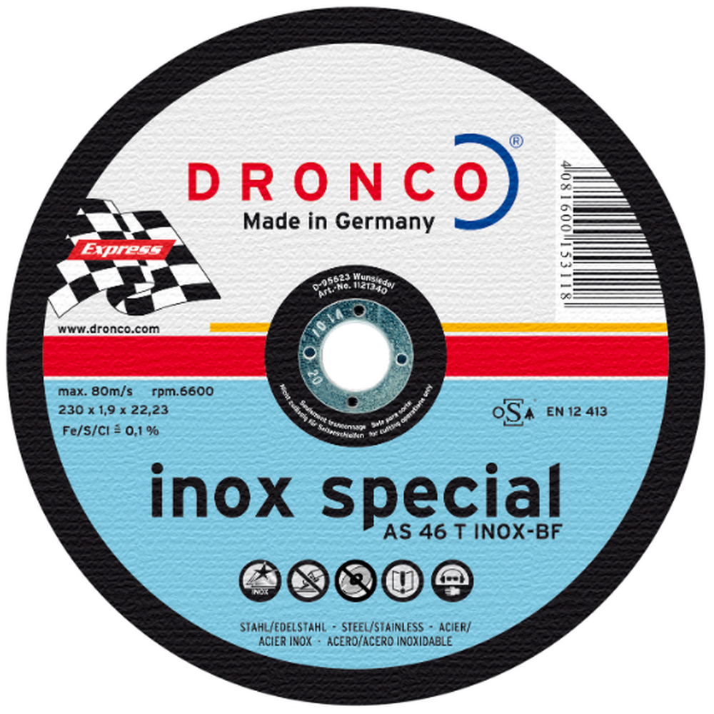 Круг отрезной по металлу универсальный AS 46 T 150х1,6х22,23, Inox special Dronco