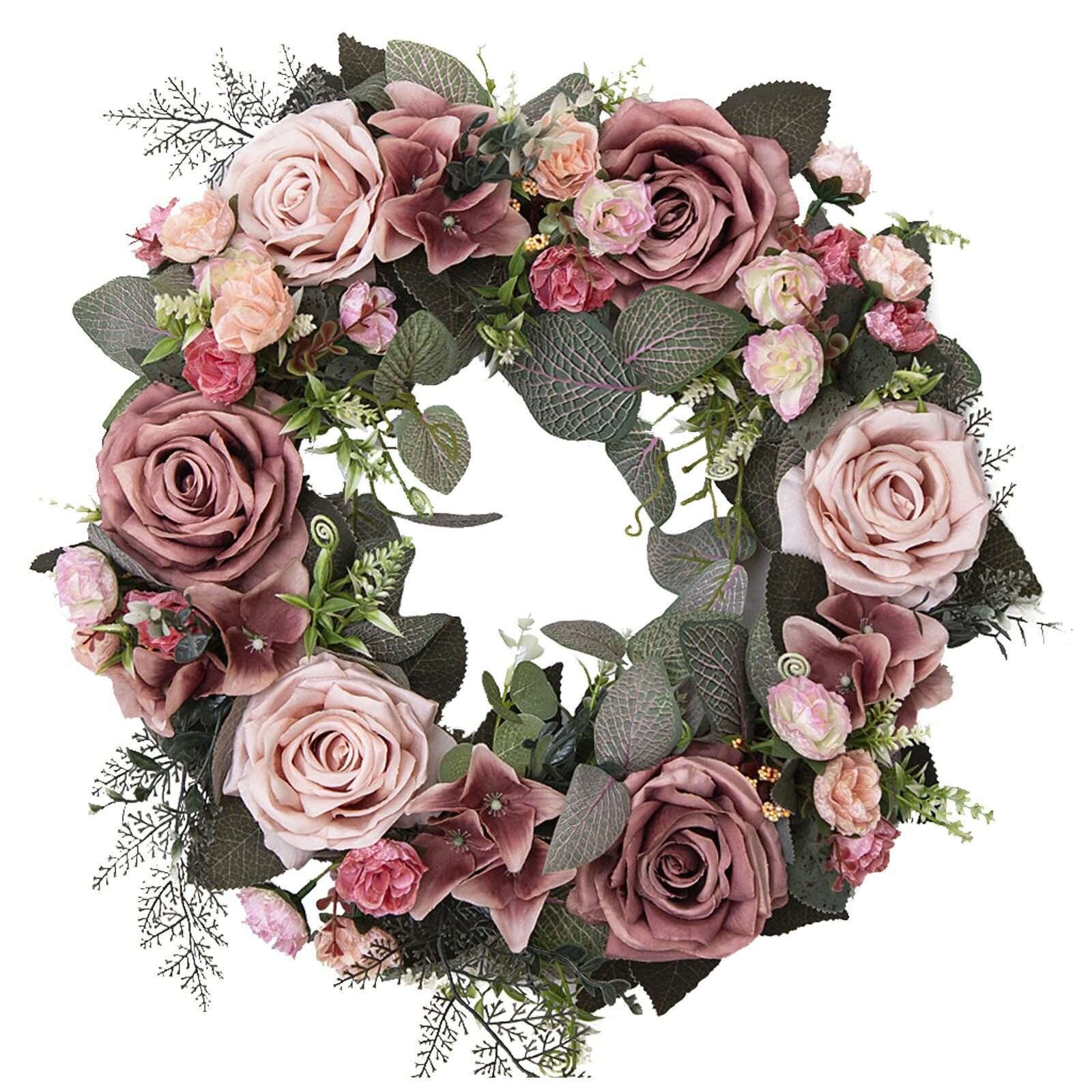 Искусственный венок из роз для двери и стены, свадебный декор, домашний аксессуар (пыльная роза)