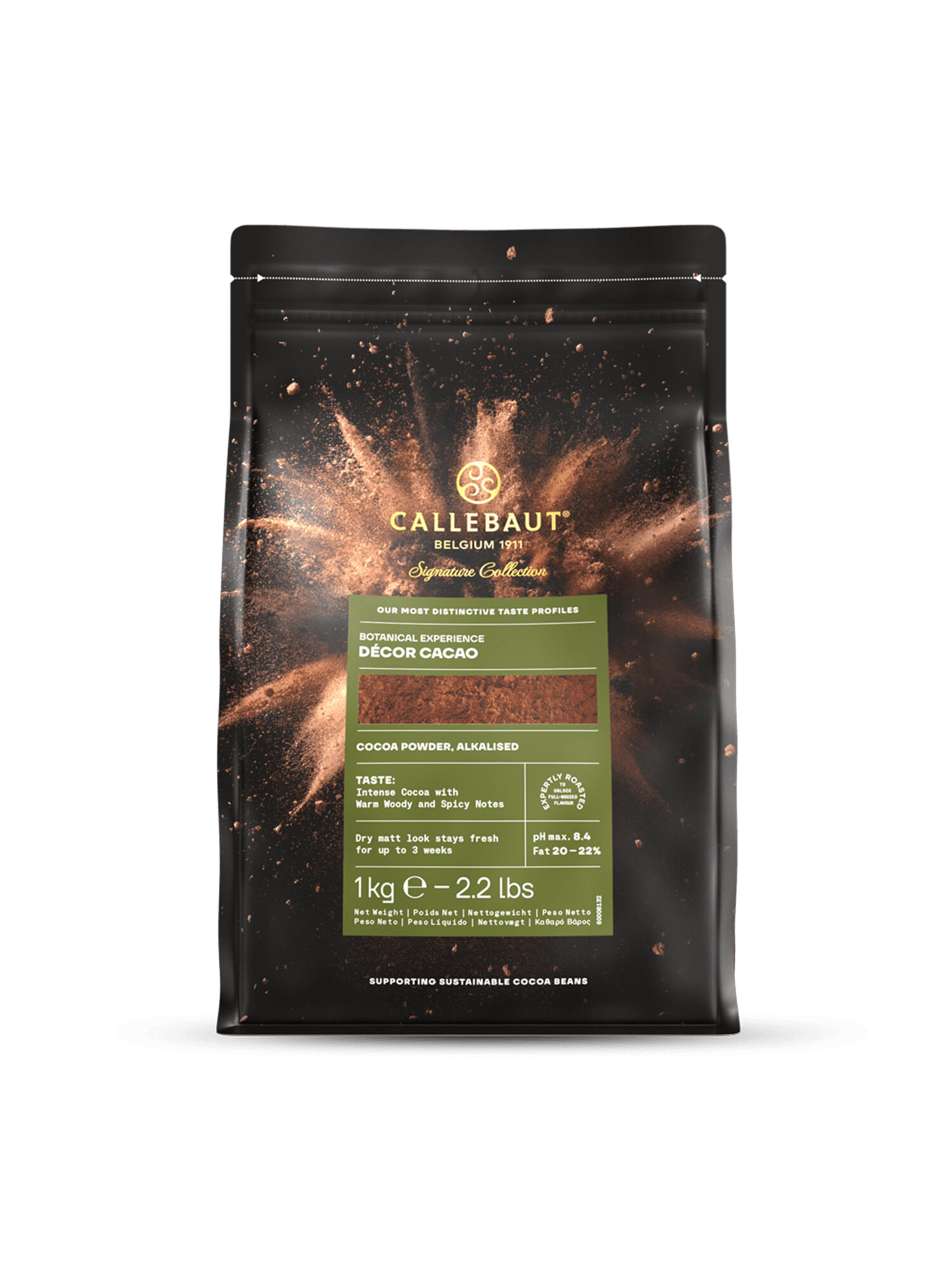 Алкализованный какао порошок 20-22% Botanical Decor Cacao Callebaut (1 кг)