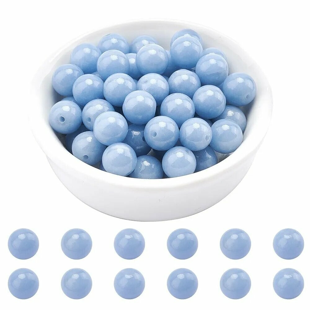 1 коробка натуральных бусин ангелита, круглые бусины ангидрида диаметром 8 мм, отверстие: 1 мм