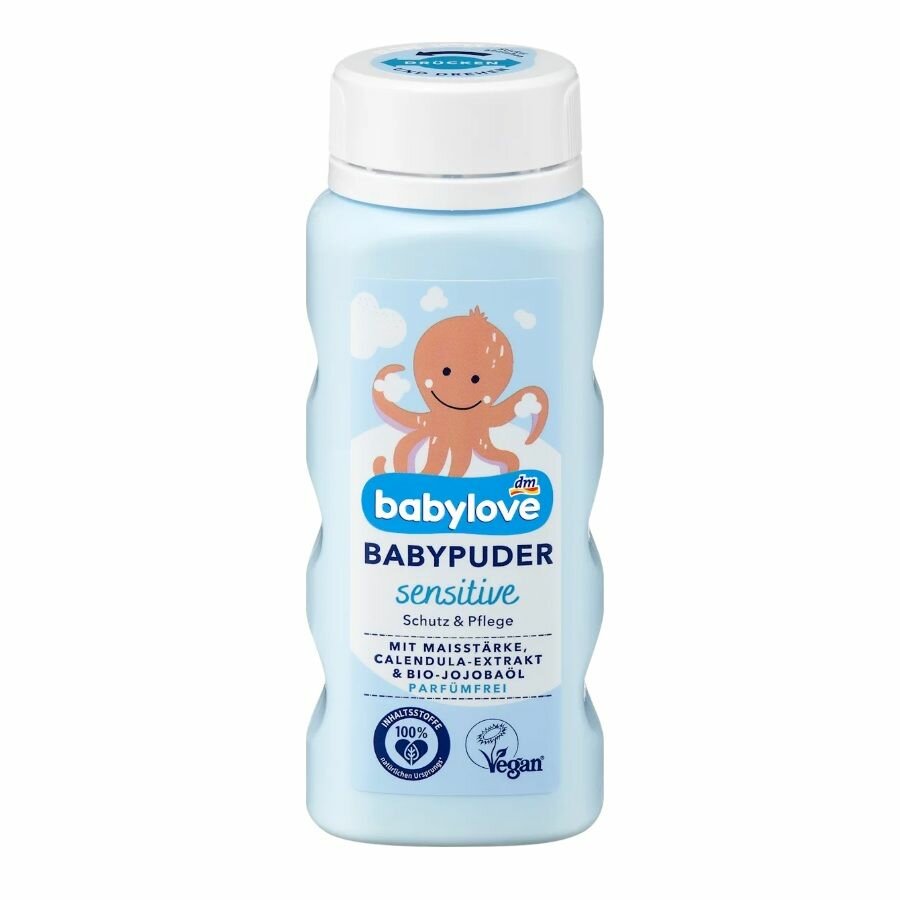 Пудра-тальк для малышей Babylove - sensitive, 100г, календула и жожоба, 1шт