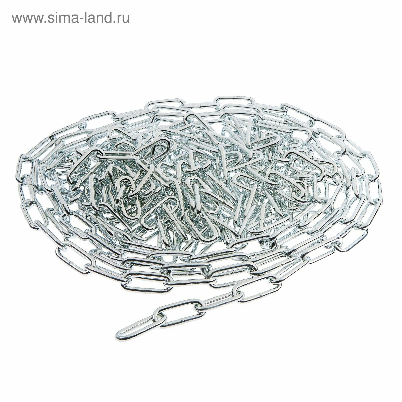 Цепь длиннозвенная, DIN 763, диаметр 6 мм, сварная, оцинкованная, 10 м