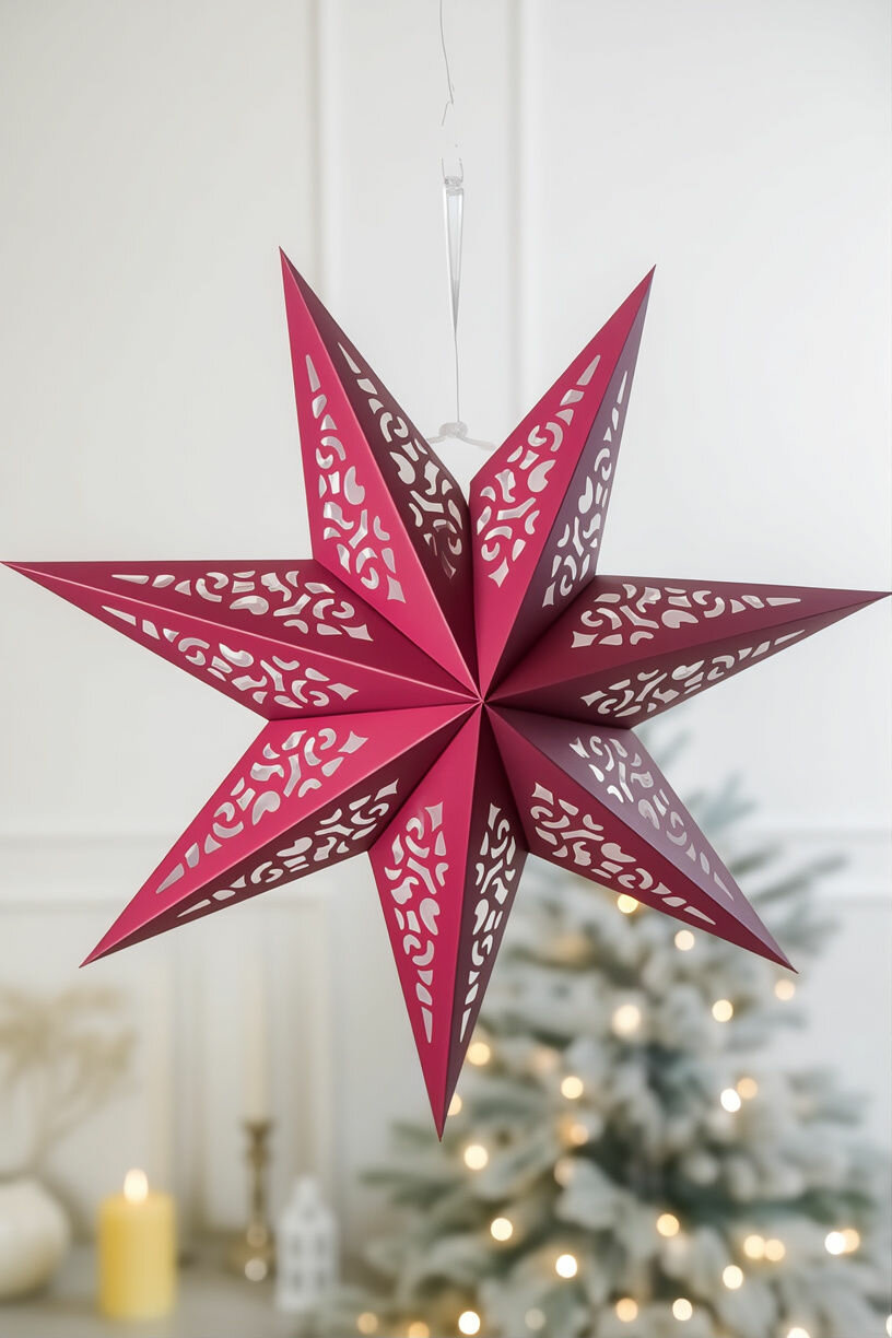 Подвесная бумажная звезда авеста, красная, 45 см, Winter Deco 1000378