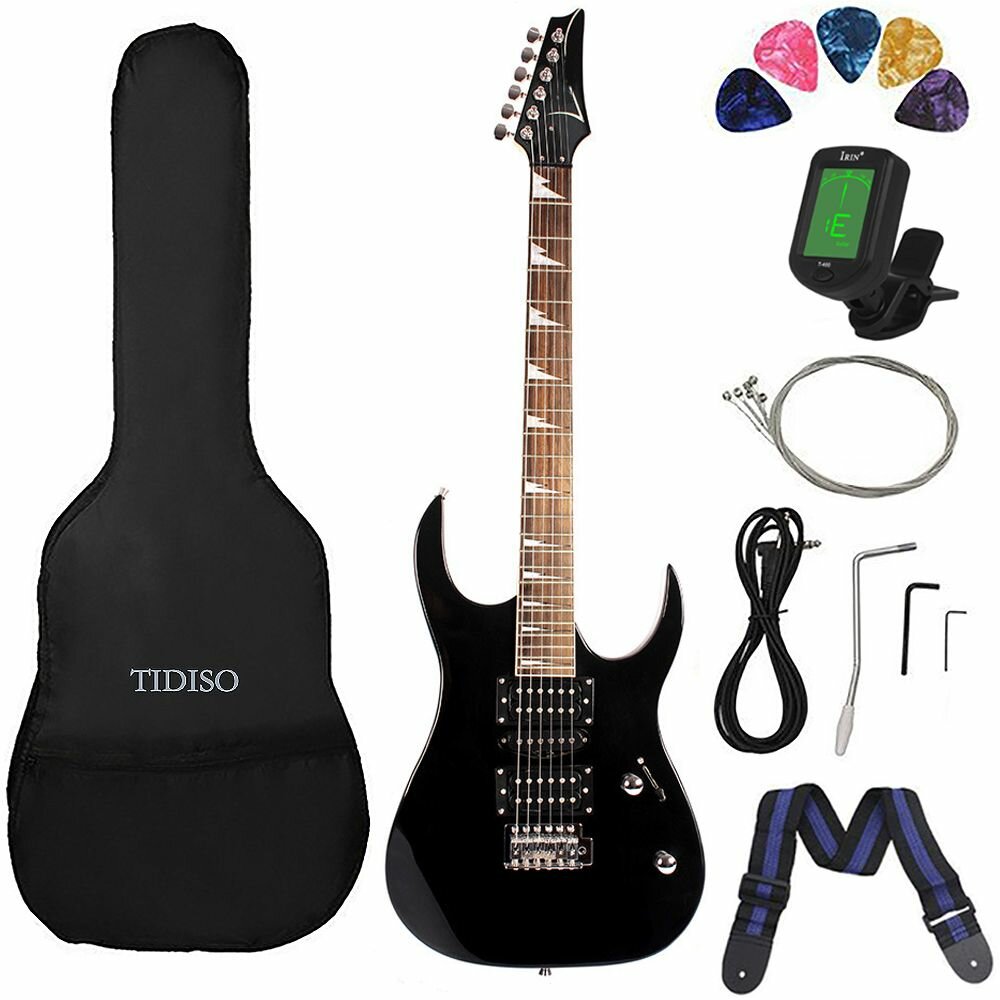 6-струнная Набор для электрогитары, подходит для начинающих, классический черный