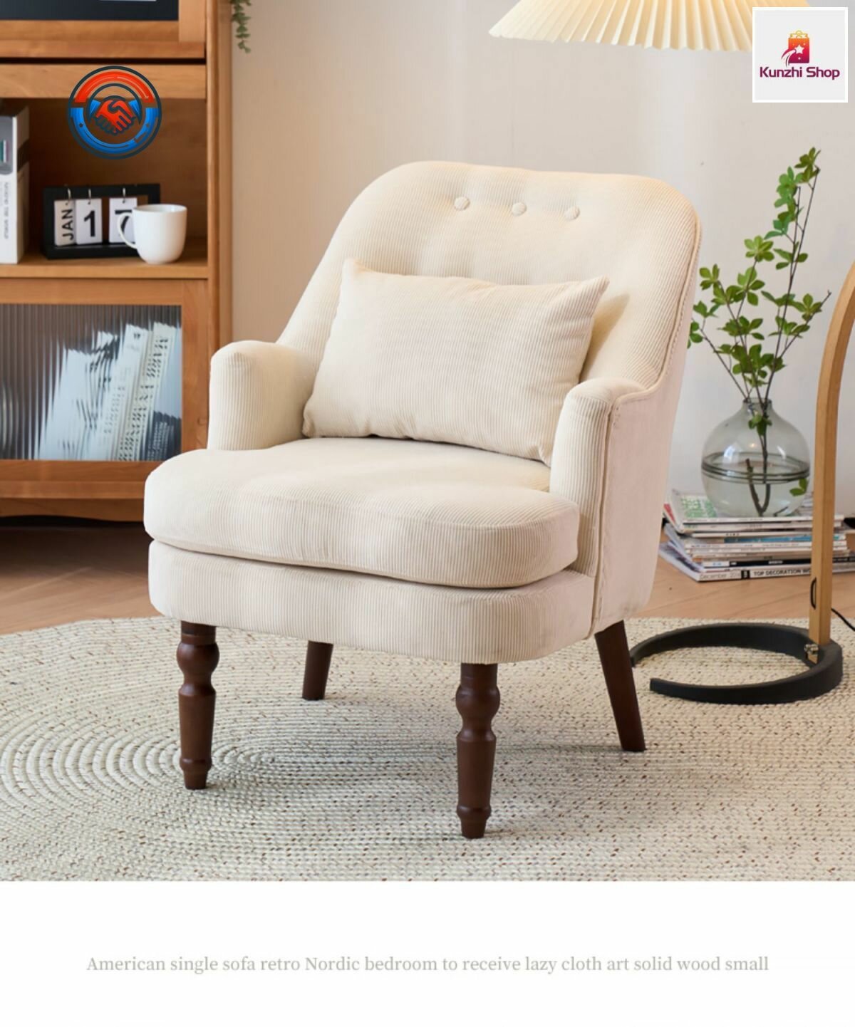 Винтажное кресло для гостиной и кабинета, деревянный каркас, антикварный стиль, комфортное сиденье, ретро-дизайн, 62х75х80 см