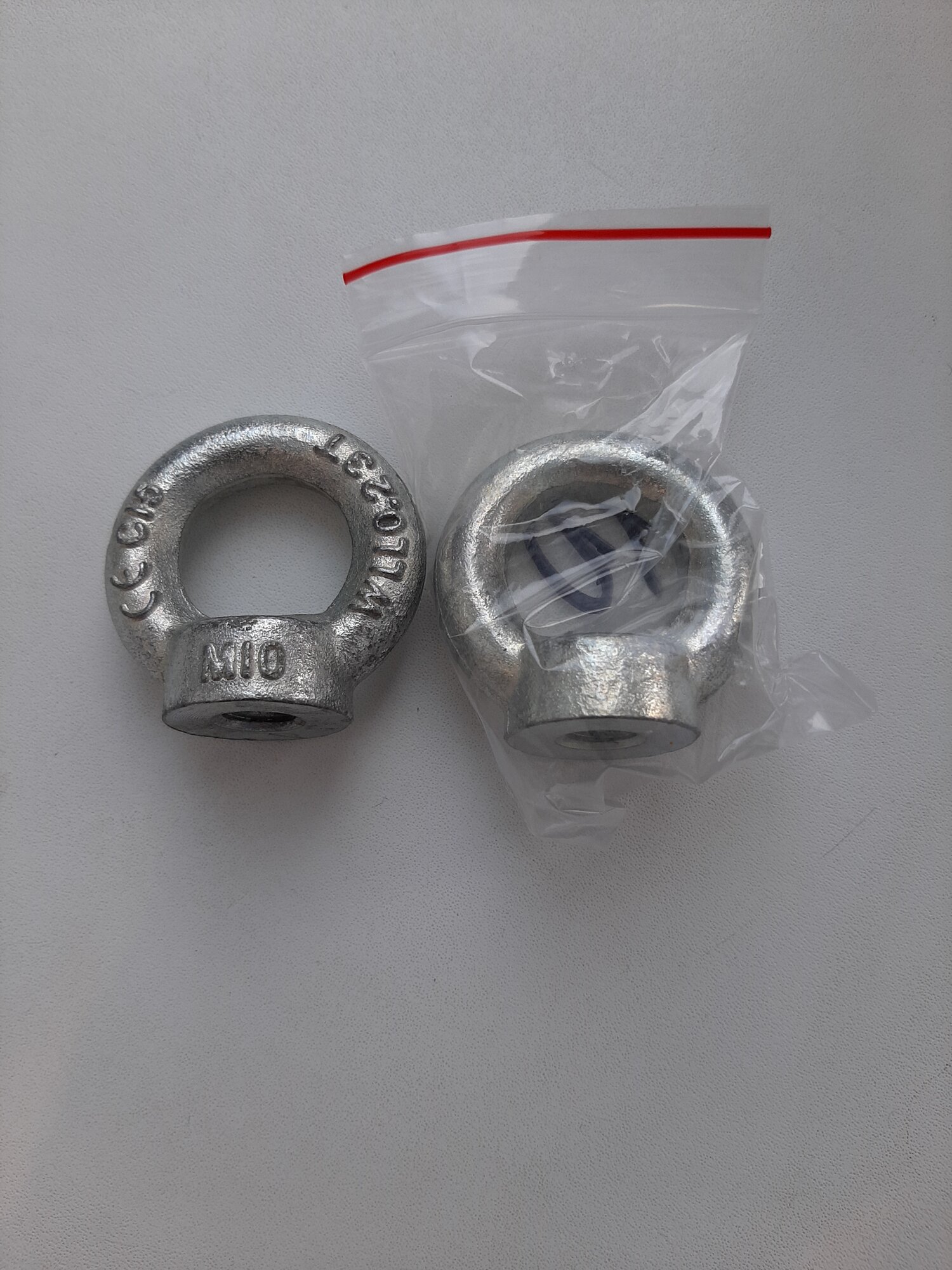 Рым-гайка оцинкованная, крепёжный элемент для соединения и крепления деталей М 10, в комплекте 2 шт.