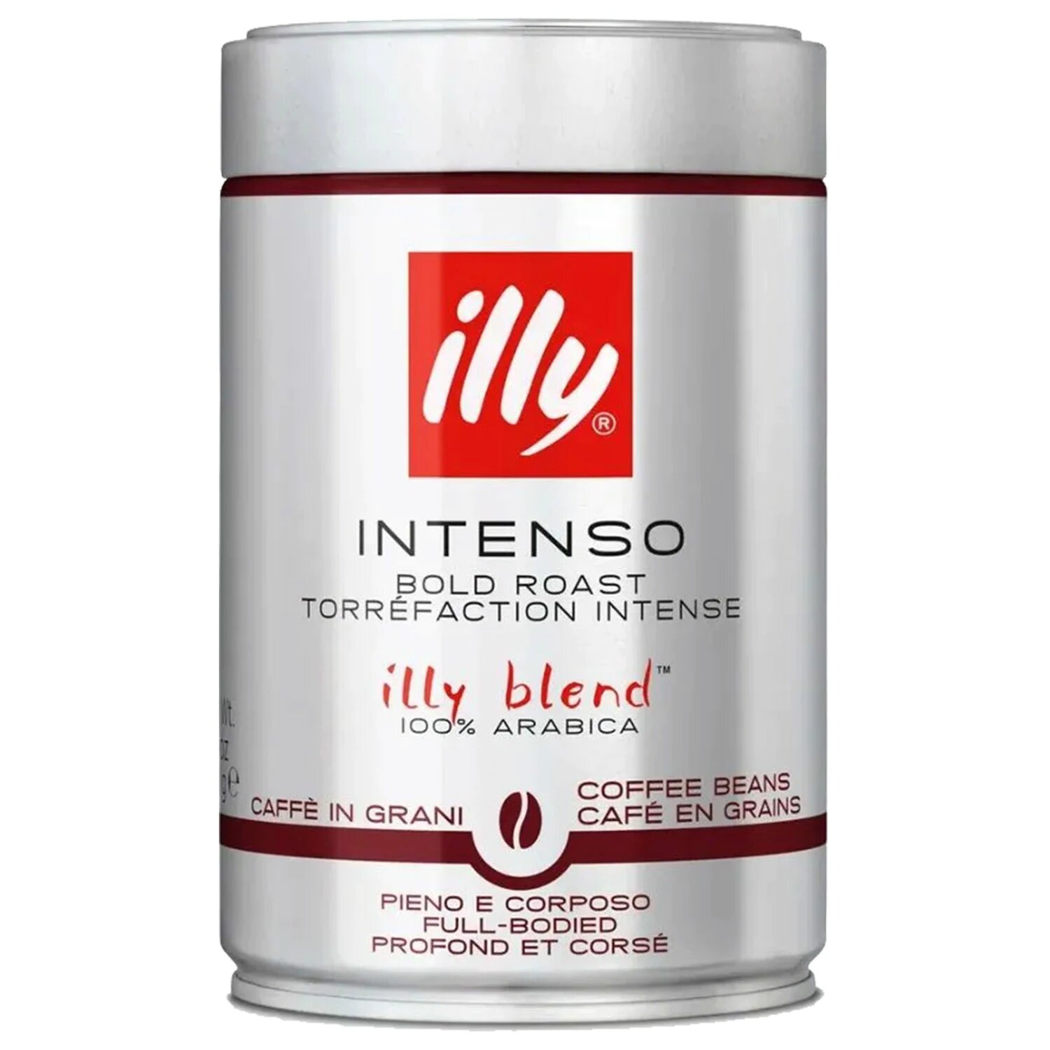 Кофе в зернах ILLY "Intenso" италия, 250 г, в жестяной банке, арабика 100%, италия