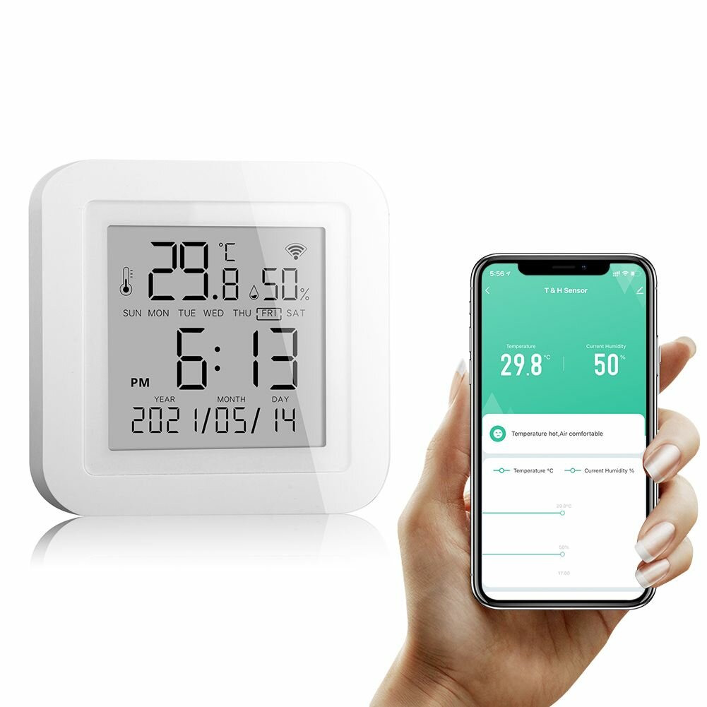 Управление приложением датчика температуры и влажности Wi-Fi работает для Alexa Google Home